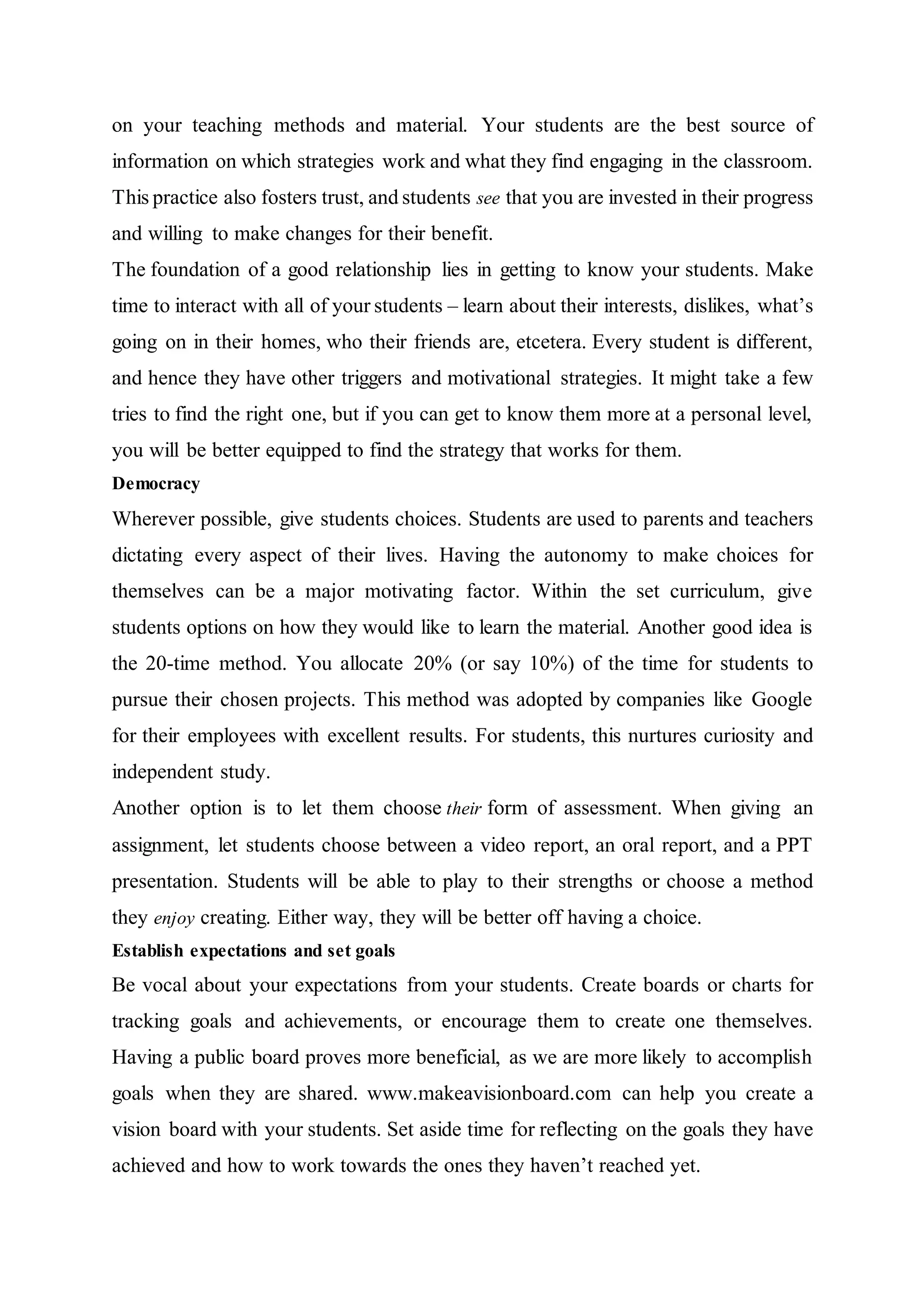 Practical strategies to motivate students | PDF