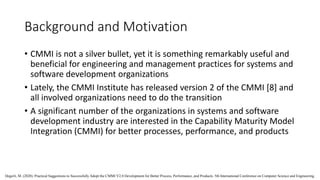 Practical Suggestions to Successfully Adopt the CMMI V2.0 Development ...