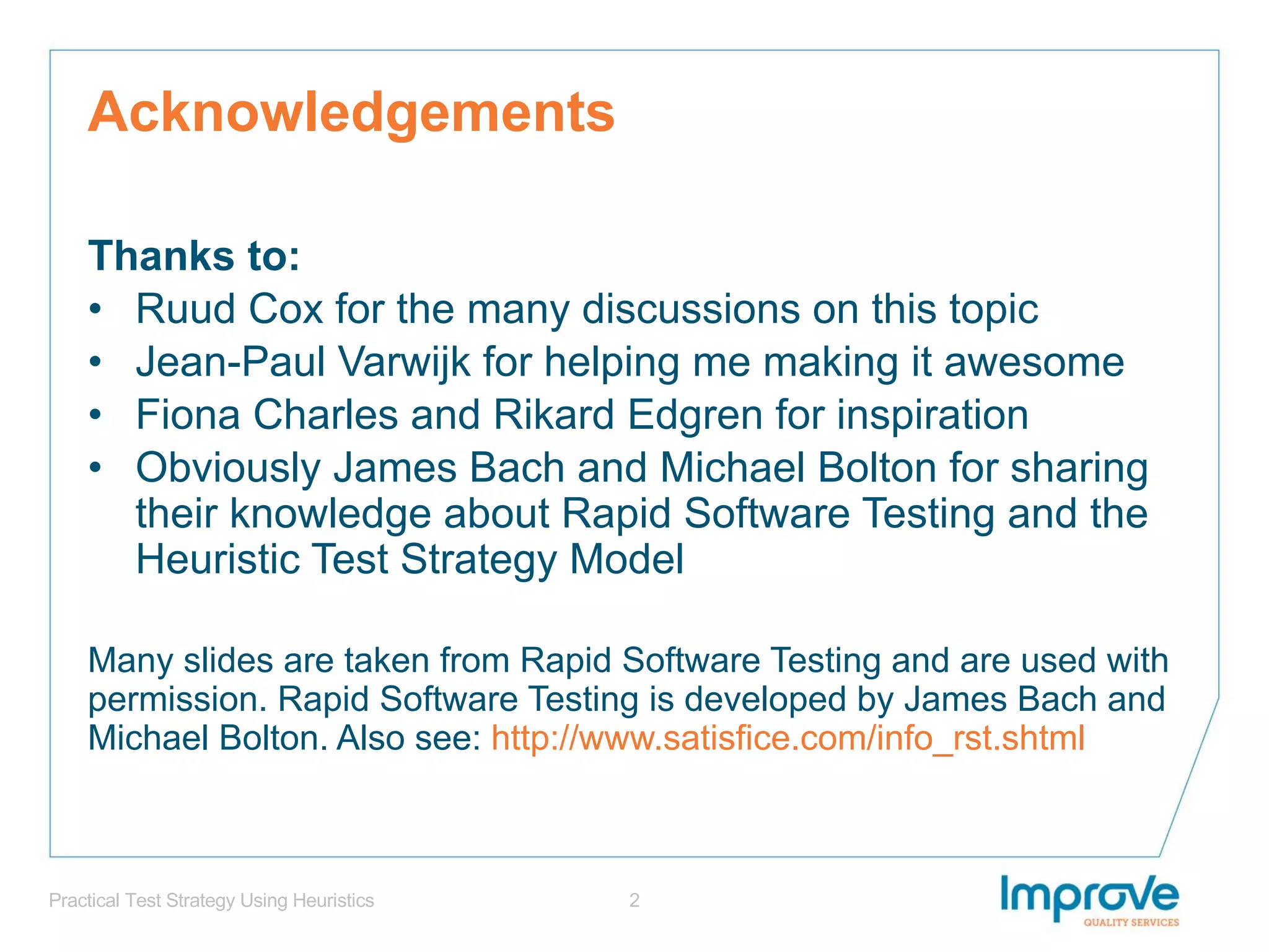 Practical Test Strategy Using Heuristics | PPT