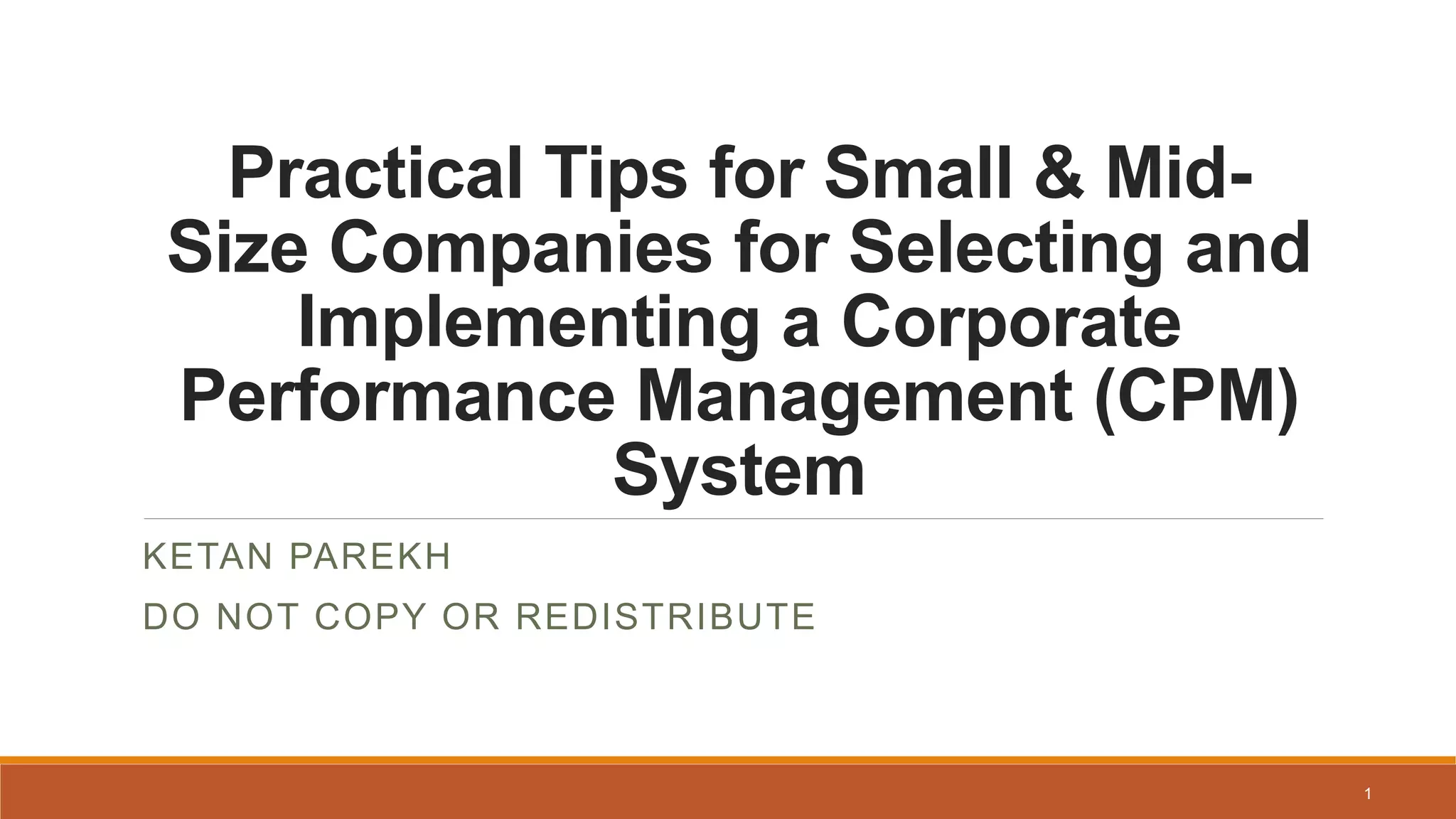Practical Tips For Implementing Corporate Performance Management System