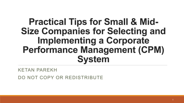Practical tips for implementing corporate performance management system ...