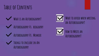 Practical tips for writing an autobiography | PPT