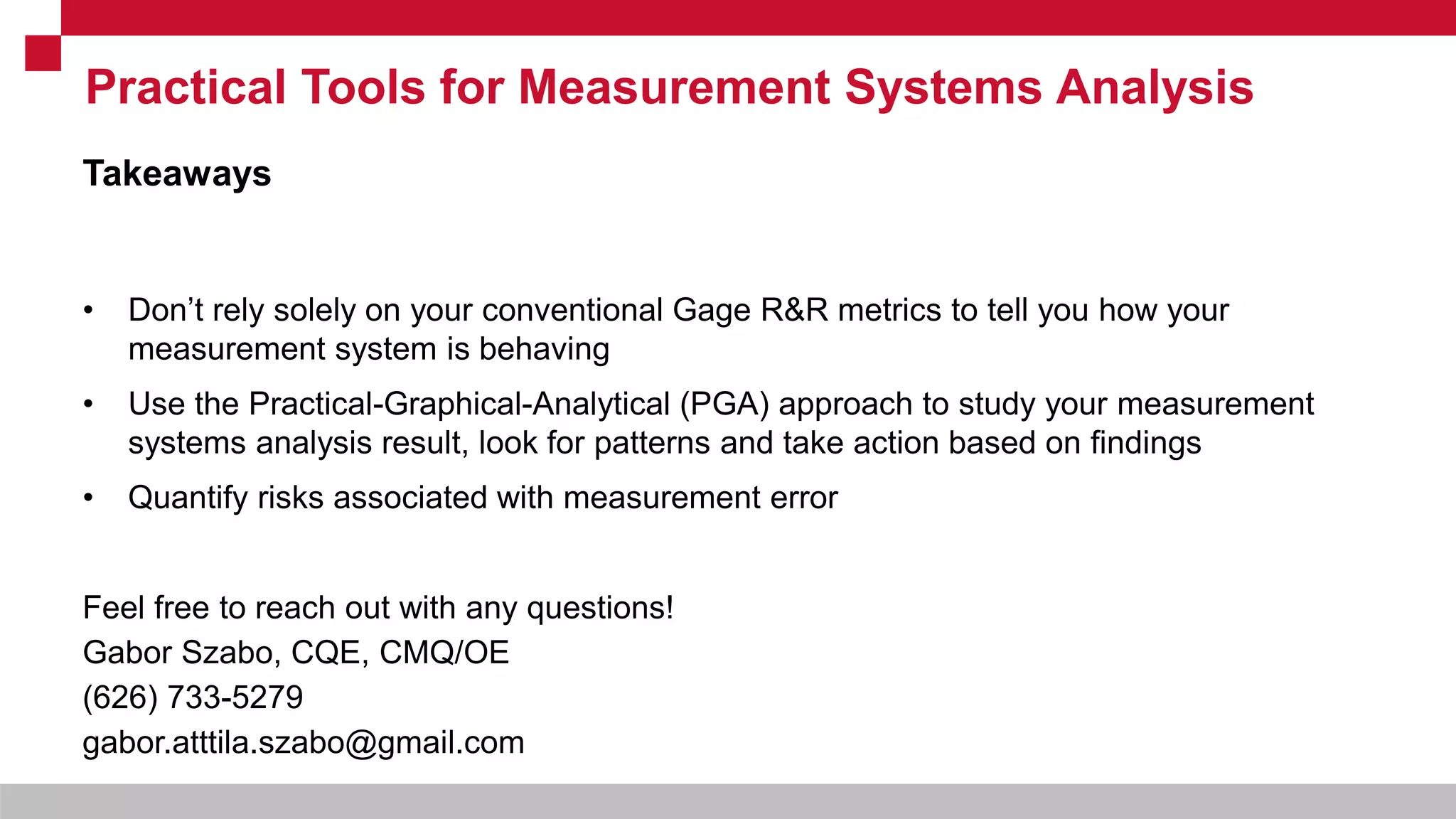 Practical Tools for Measurement Systems Analysis | PDF