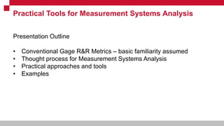 Practical Tools for Measurement Systems Analysis | PDF