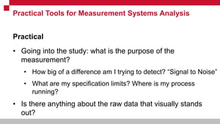 Practical Tools for Measurement Systems Analysis | PDF