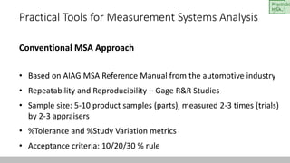 Practical Tools for Measurement Systems Analysis | PPTX