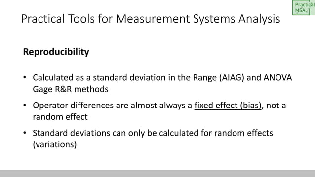 Practical Tools for Measurement Systems Analysis | PPTX