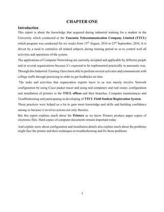 Practical training report 2 nd year (b sc bis)---CONCERNING ABOUT PRINTER CONFIGURATIONS | PDF