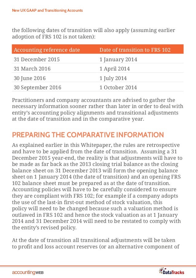 Practical transitioning issues for frs 102 compliance Practical transitioning issues for frs 102 compliance
