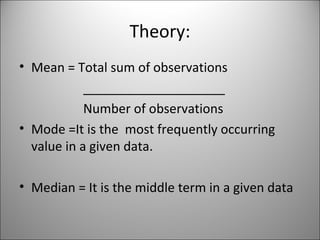 Practical use of mean mode median | PPT