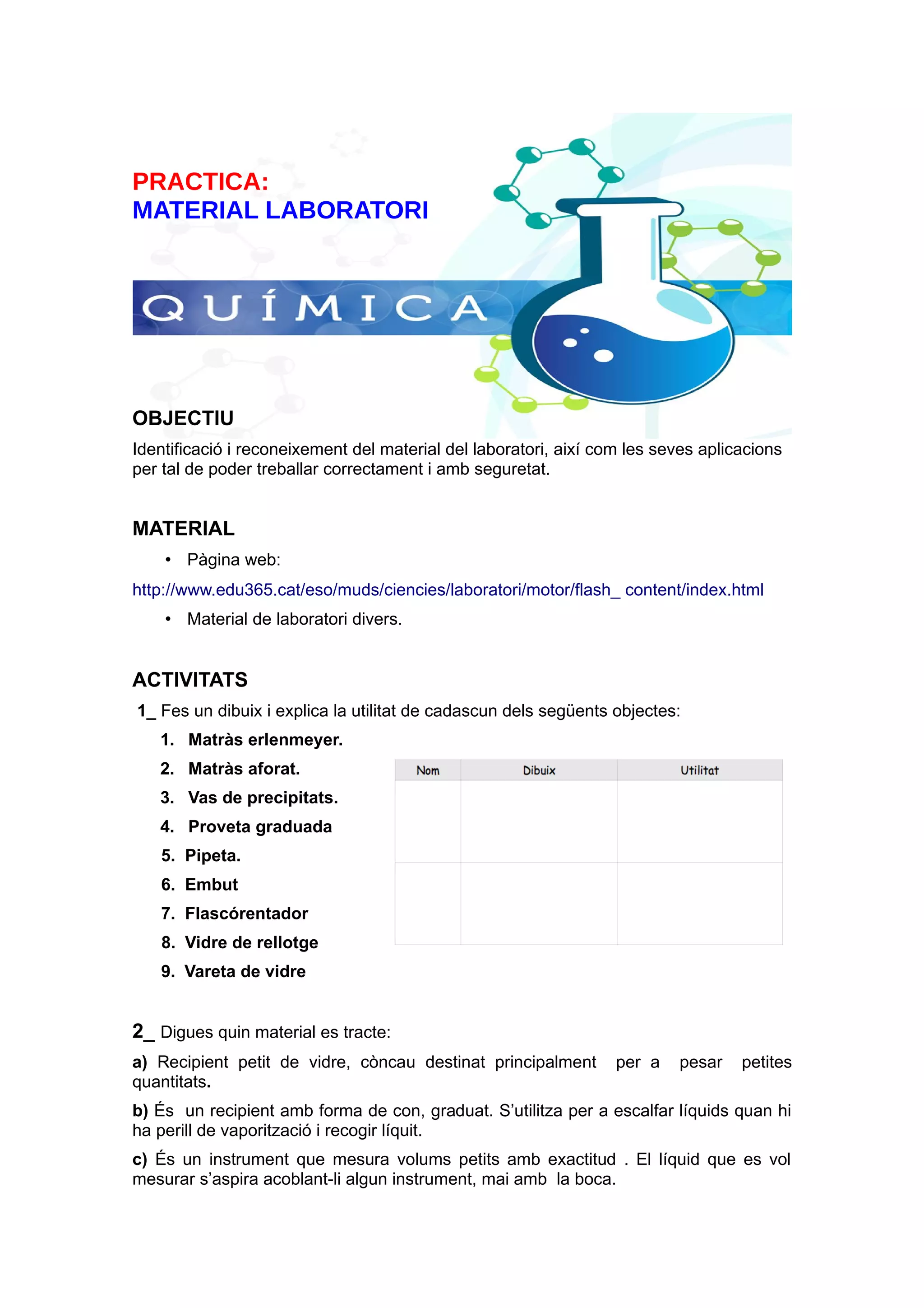 Pràctica material laboratori | PDF