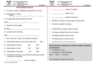 Practicamos el sujeto | DOCX | Education