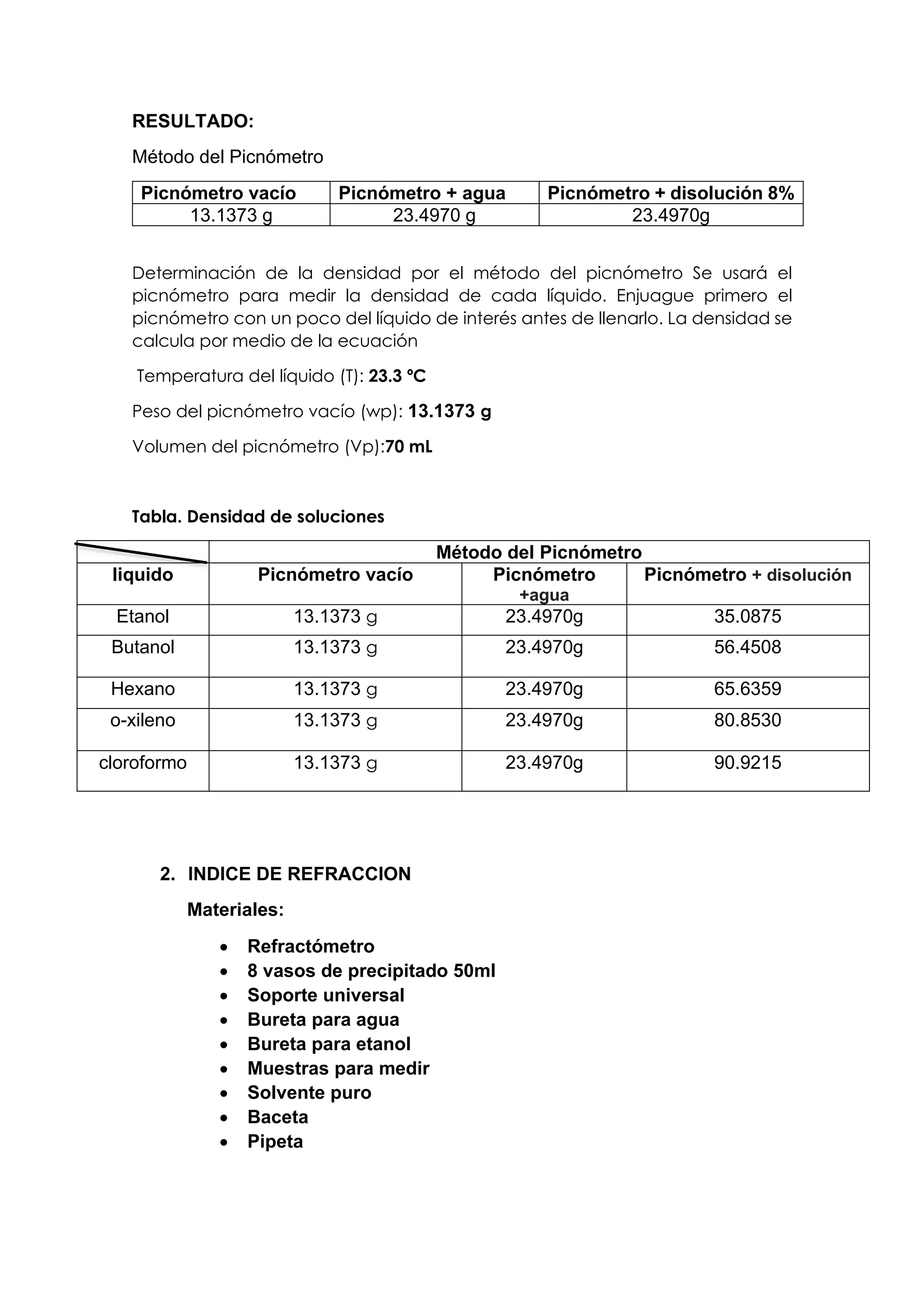 Densidad E Índice De RefracciÓn Pdf