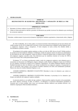 Practica n4 Reconocimiento de elementos organogeno y separación de ...