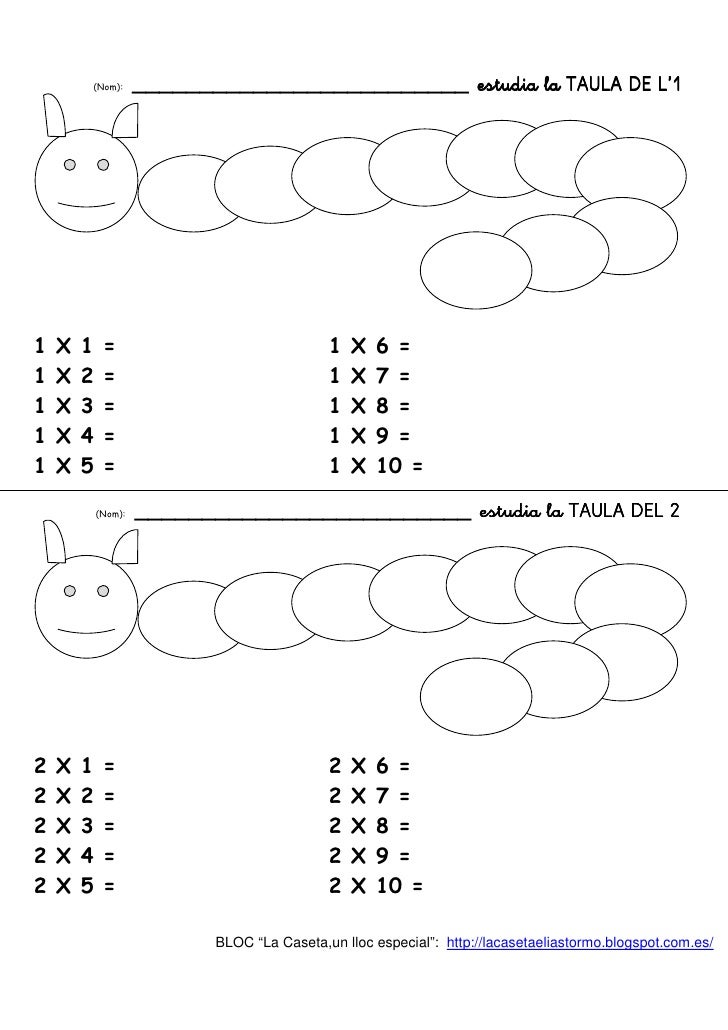Practicar taules de l'1 al l 10. cuc Practicar taules de l'1 al l 10. cuc