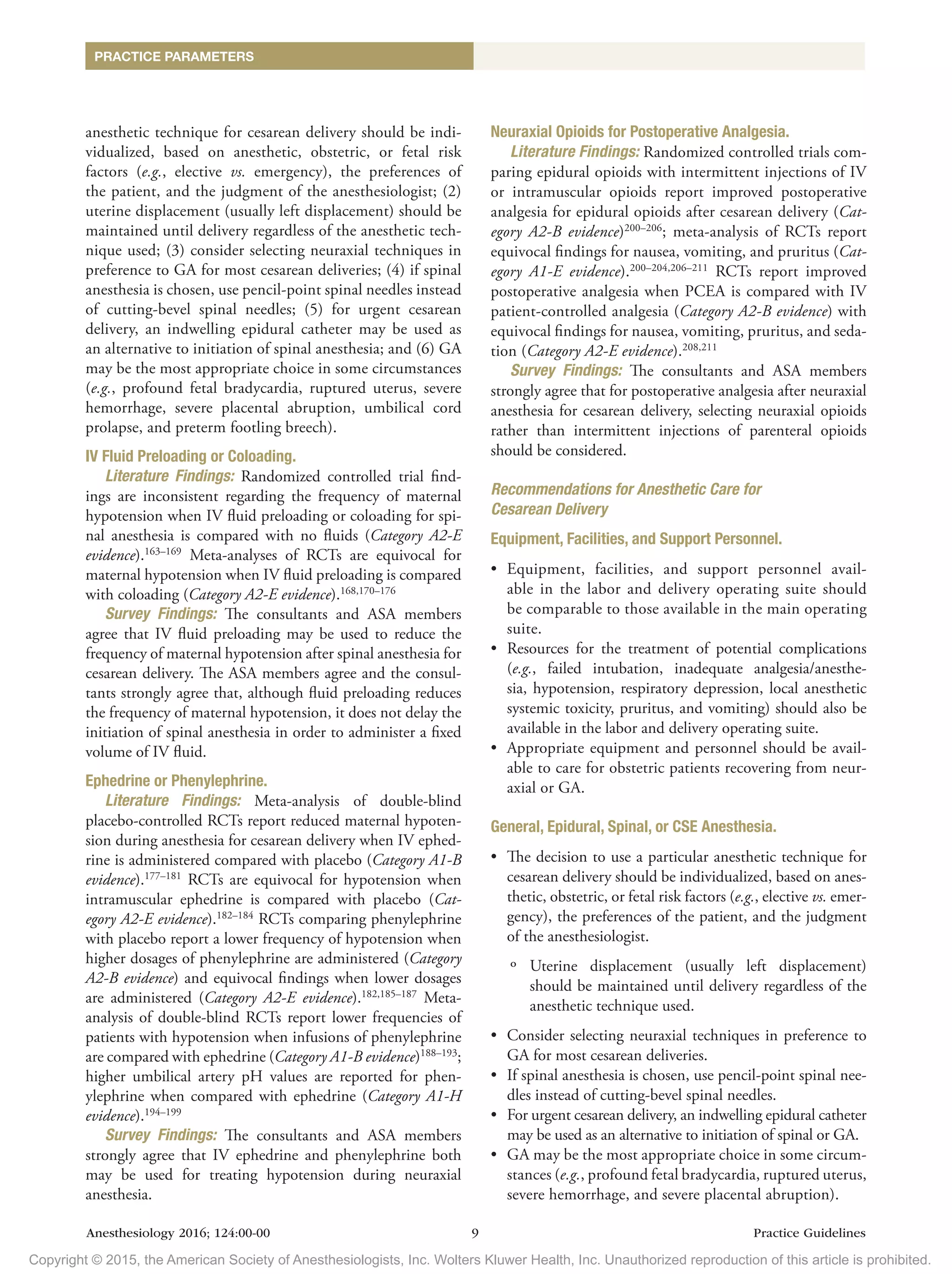 Practice guidelines-for-obstetric-anesthesia | PDF