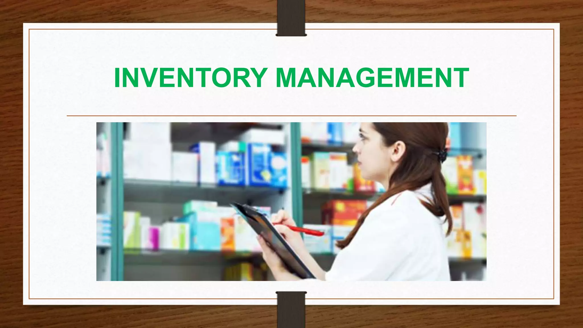 Inventory management of a hospital pharmacy | PPTX