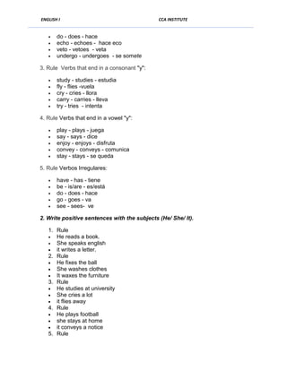 PRACTICE - lesson 2. VERBOS ACCORDING TO THE FOLLOWING RULES | DOCX