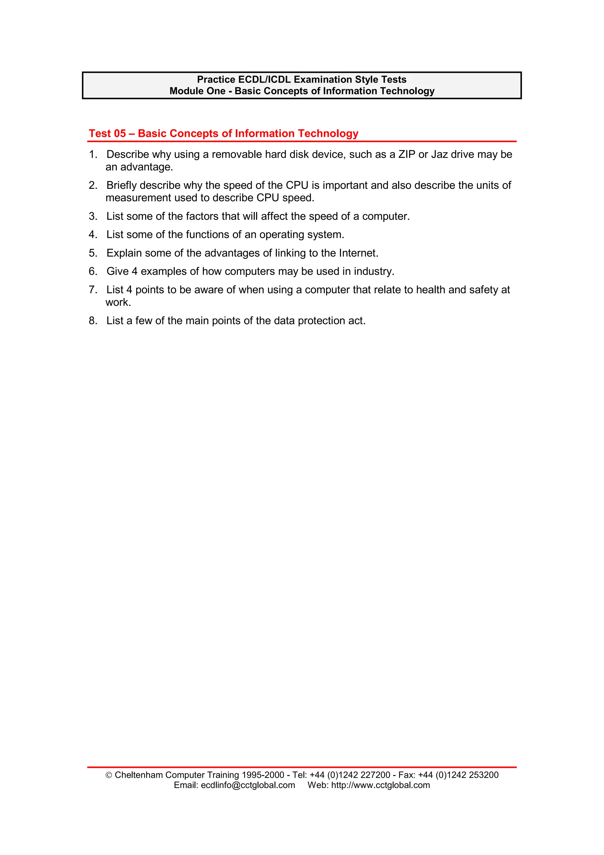 ICDL module 1 - Computer essentials practice tests | PDF