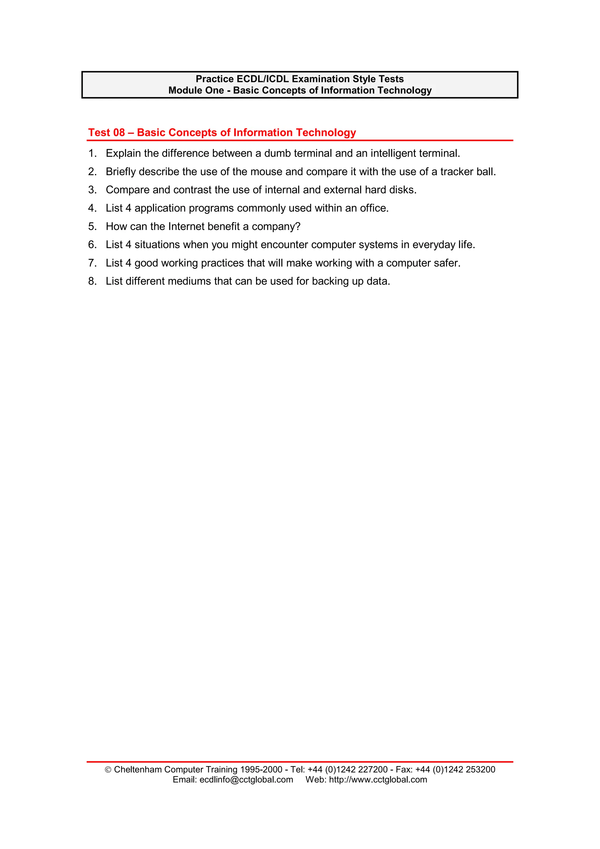 ICDL module 1 - Computer essentials practice tests | PDF