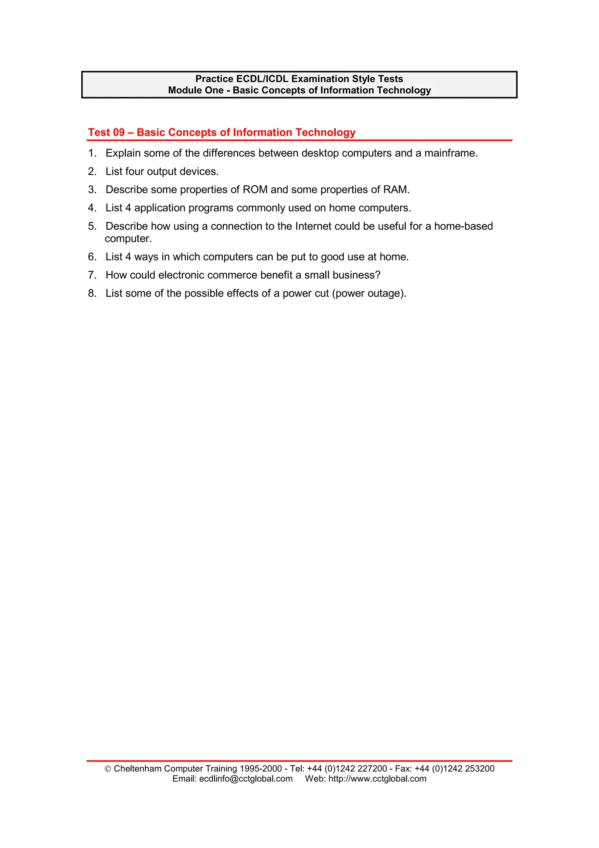 ICDL module 1 - Computer essentials practice tests | PDF