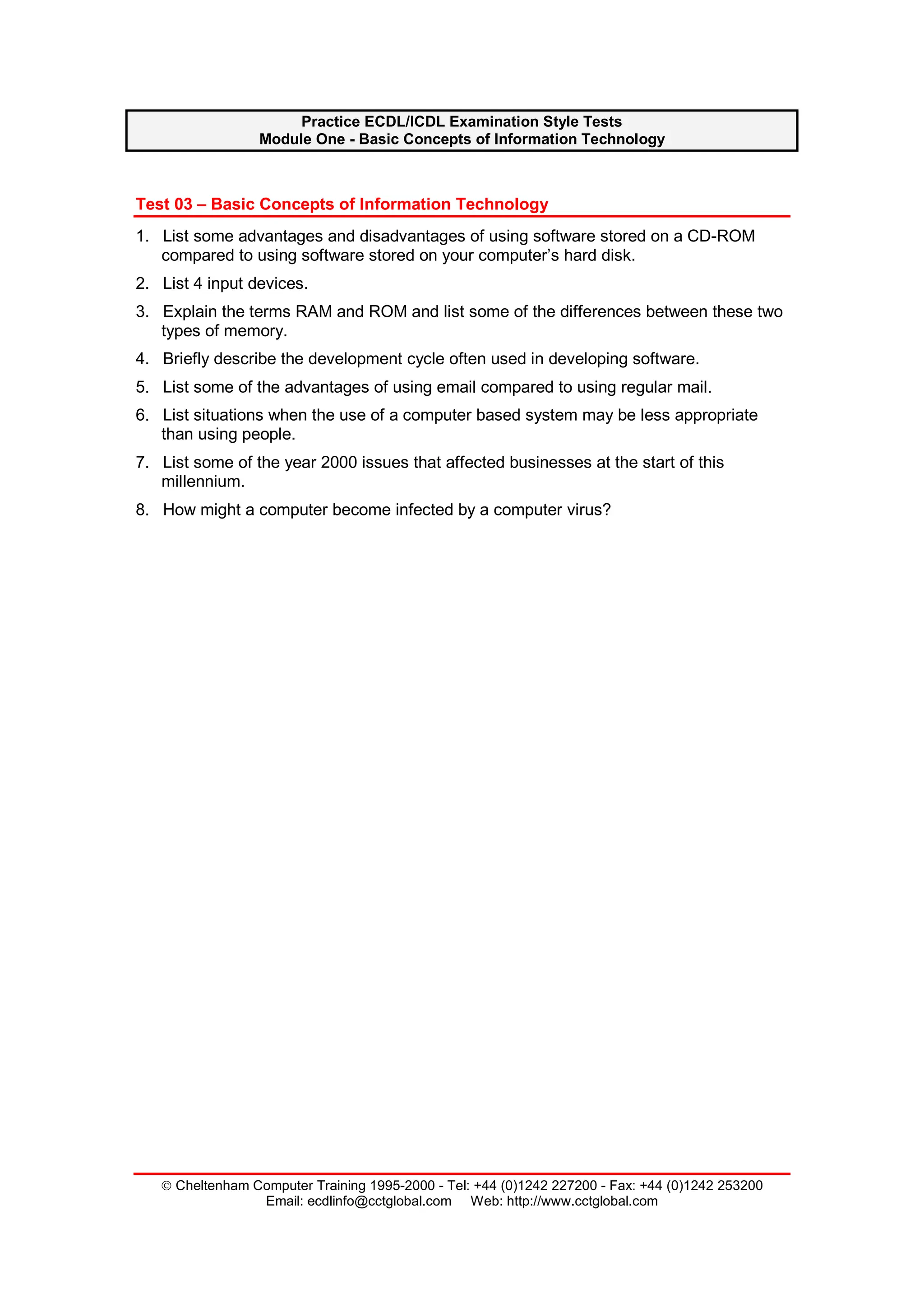 ICDL module 1 - Computer essentials practice tests | PDF