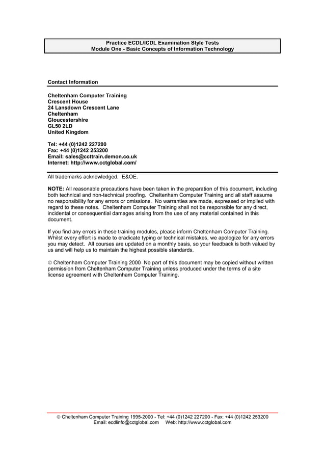 Icdl Module 1 Computer Essentials Practice Tests Pdf