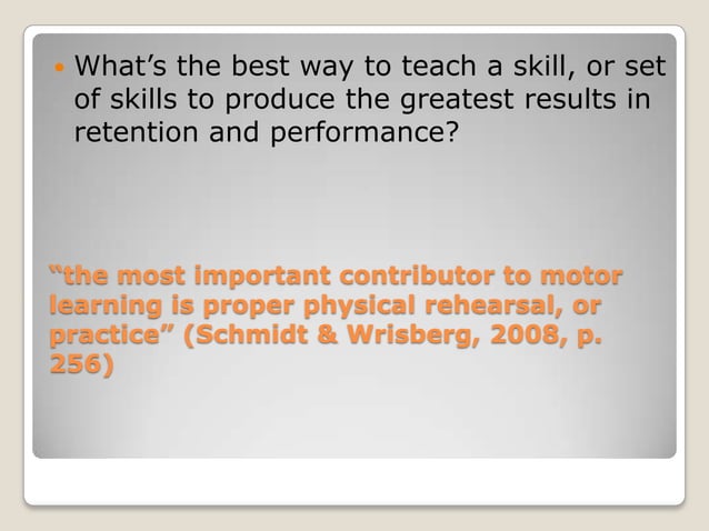 Practice distribution Random vs Block practice | PPT