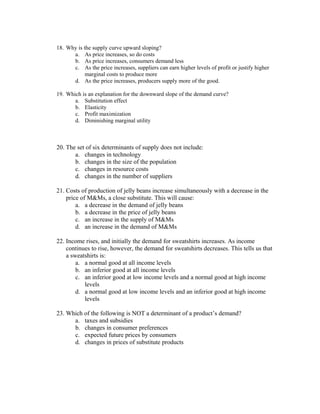MCQs of Elasticity of Demand and Supply | DOC