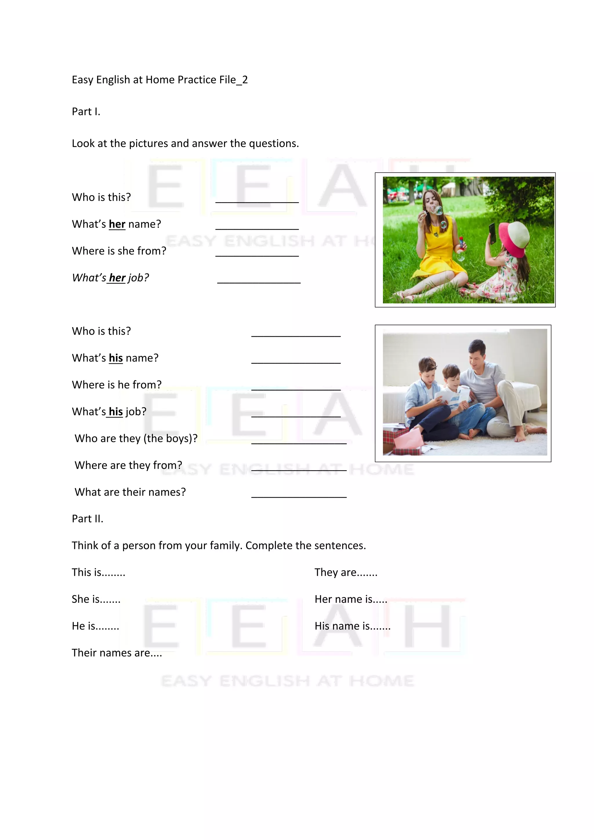 Easy English at Home Practice file 2 | PDF
