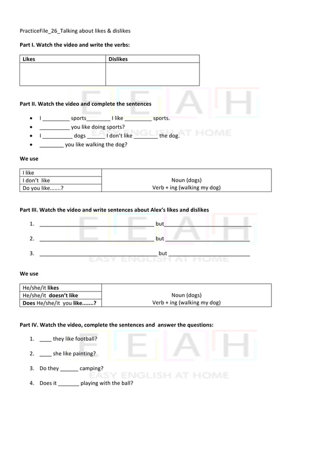 Easy English at Home Practice file 26 | PDF