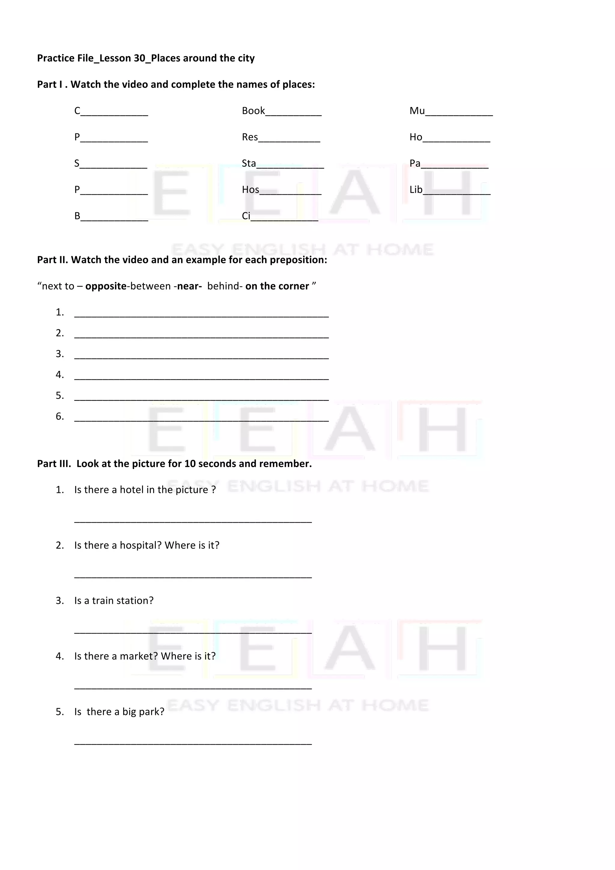 Easy English at Home Practice file 30 | PDF