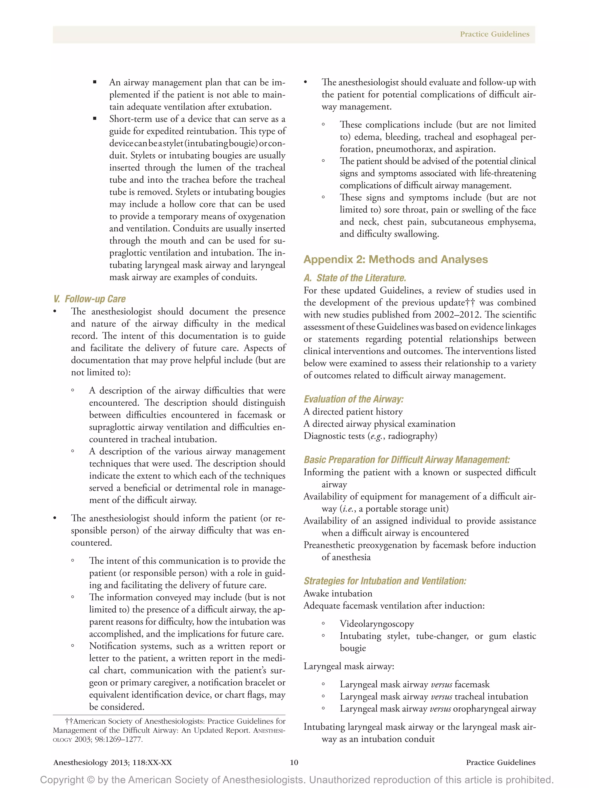 Practice guidelines for_management_of_the_difficult_airway_2013 | PDF