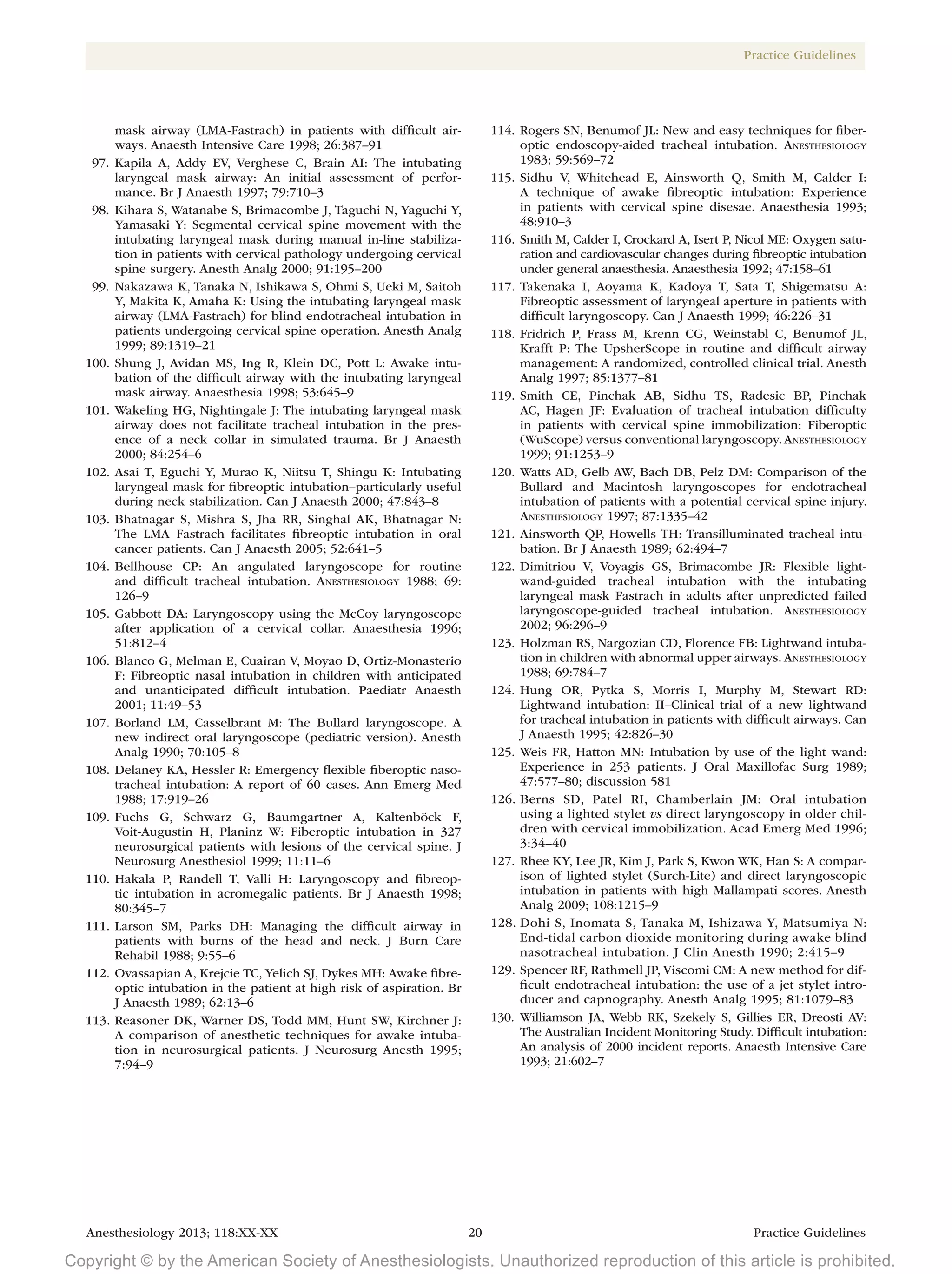 Practice guidelines for_management_of_the_difficult_airway_2013 | PDF