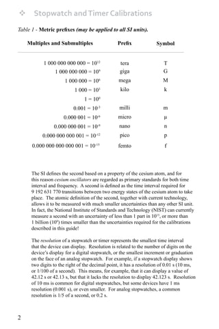 Practice guide stopwatches and timer calibrations | PDF