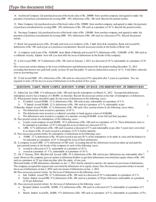 Practice of debentures xii commerce accounts | PDF