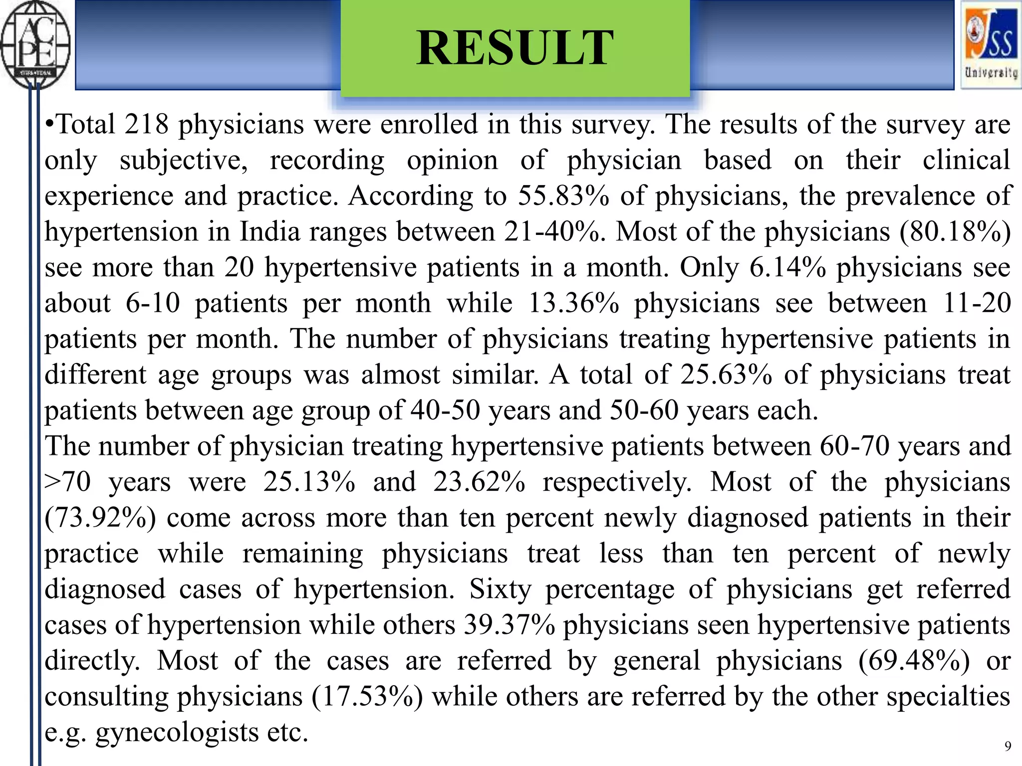 Practice of Indian Physicians Towards Use of Calcium Channel Blockers ...
