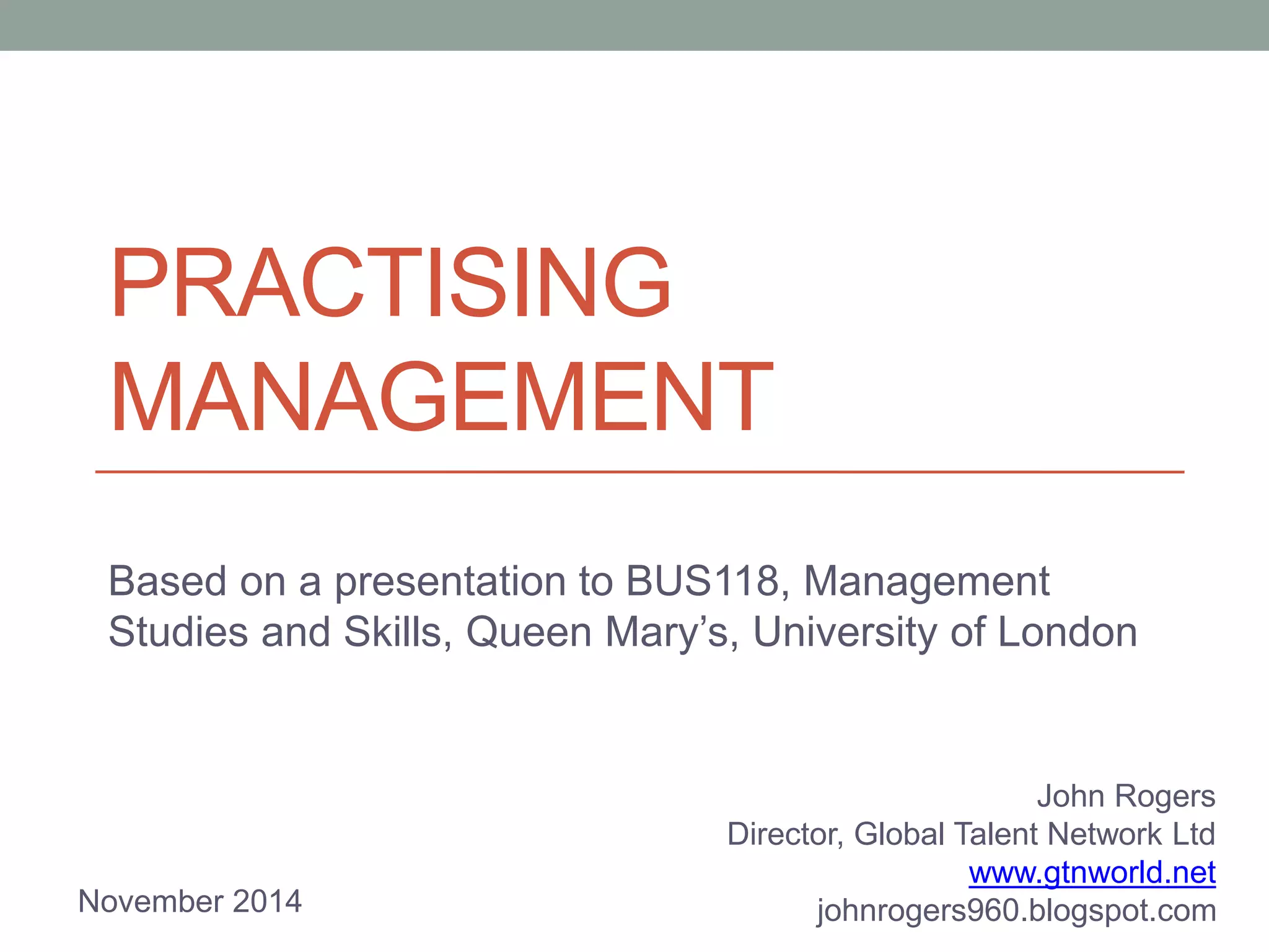 Practice of management slideshare nov 2014 | PPTX