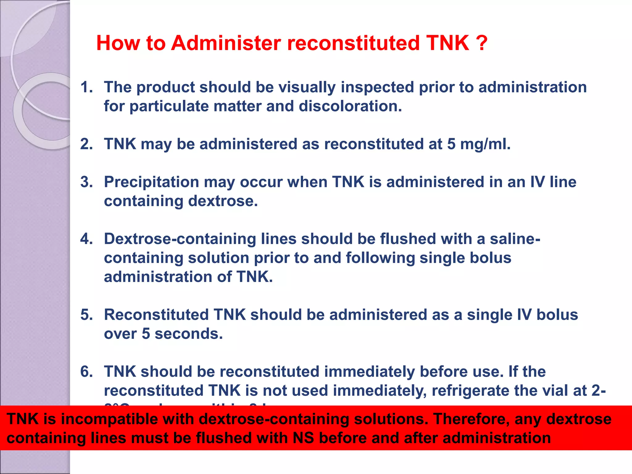 Practice of preparation and administration of tenecteplase | PPT