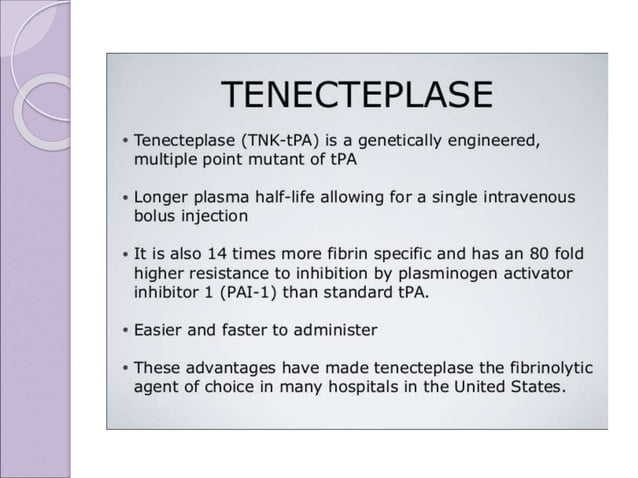 Practice of preparation and administration of tenecteplase | PPT