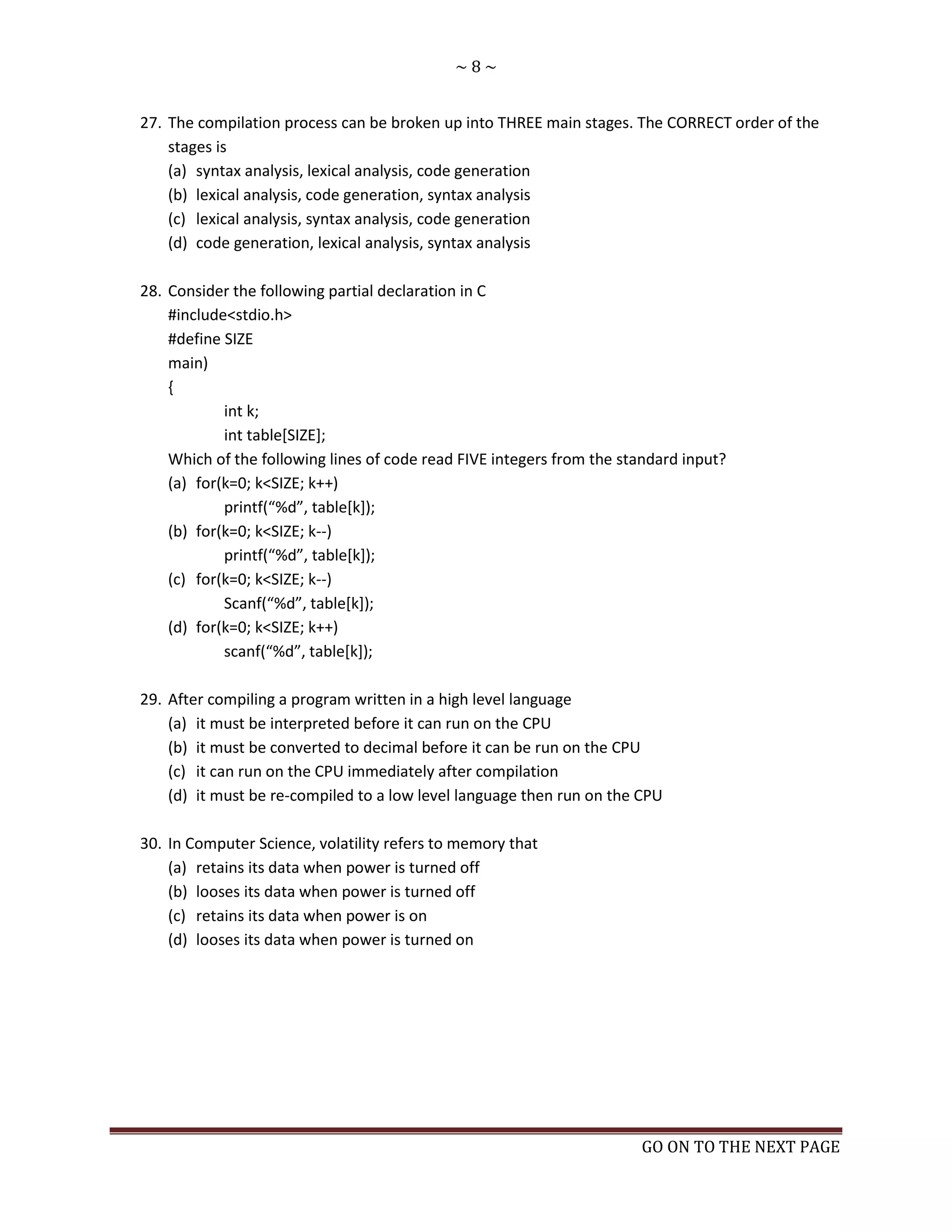 CAPE Computer Science Unit 1 Paper 1 - Practice Paper | PDF