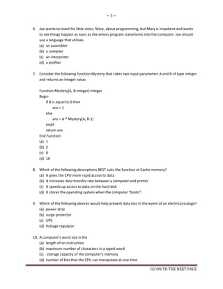 CAPE Computer Science Unit 1 Paper 1 - Practice Paper | PDF