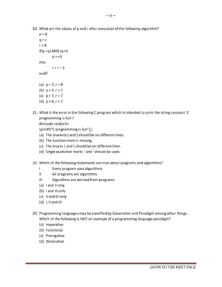 CAPE Computer Science Unit 1 Paper 1 - Practice Paper | PDF