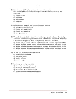 CAPE Computer Science Unit 1 Paper 1 - Practice Paper | PDF