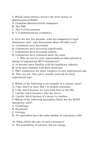 Practice Quiz for Napsrx1. How are drugs sorted into therapeutic.docx