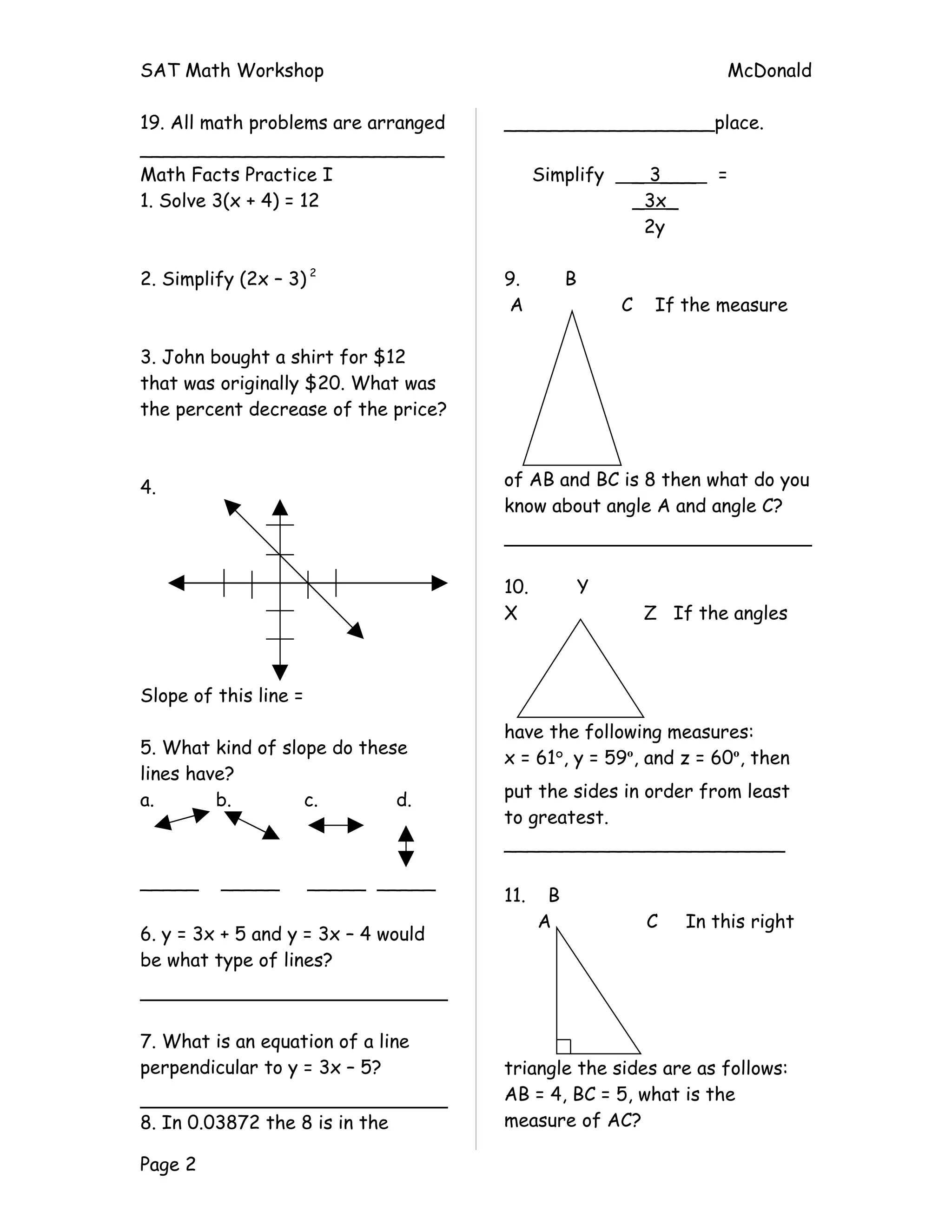 Practice sat math questions | DOC