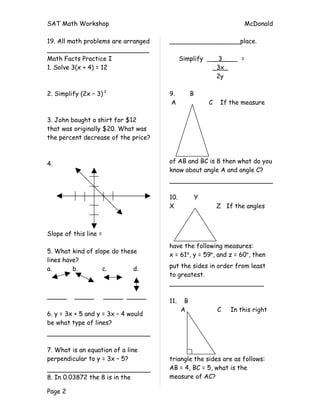 Practice sat math questions | DOC
