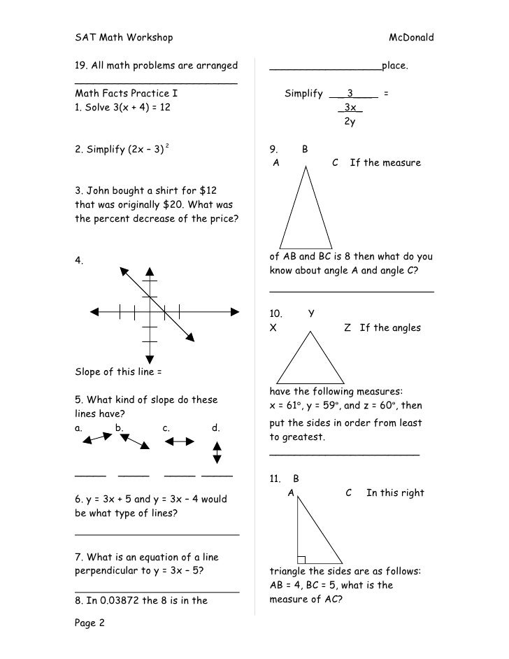 Practice Sat Math Questions Practice Sat Math Questions