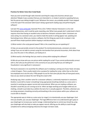 Practices For Better Voice-Over Script Reads | DOC