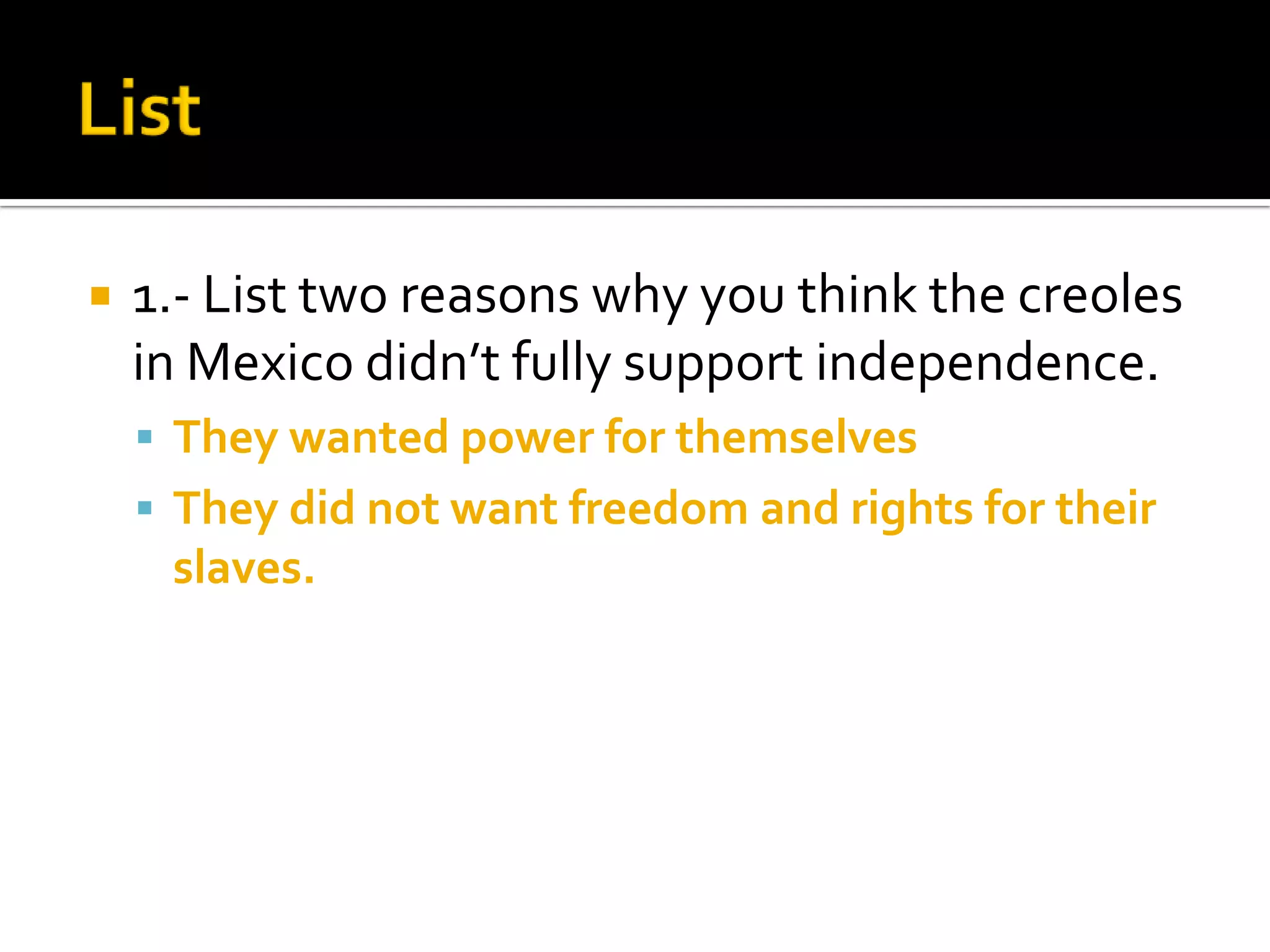 Test Practice Sheet - Latin American Independence and Nationalism | PPT